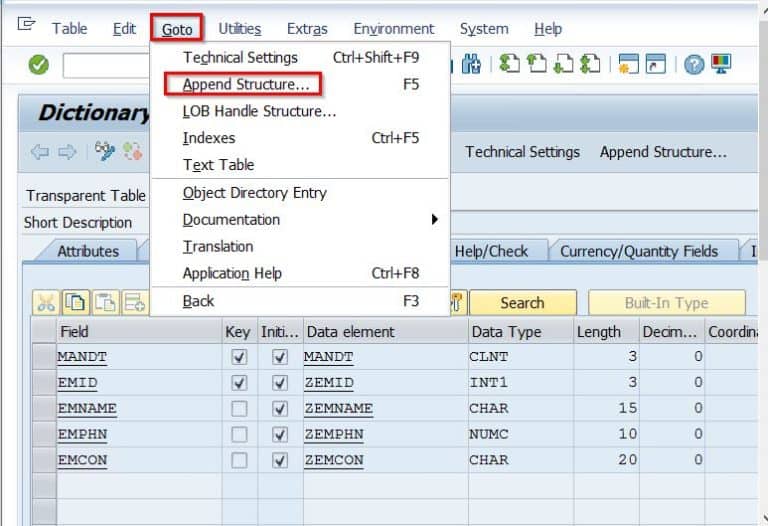 How To Create Append Structure In SAP ABAP SAPfaqs